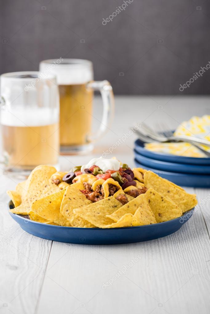Beef nachos with beers on rustic background Stock Photo by ©a41cats ...