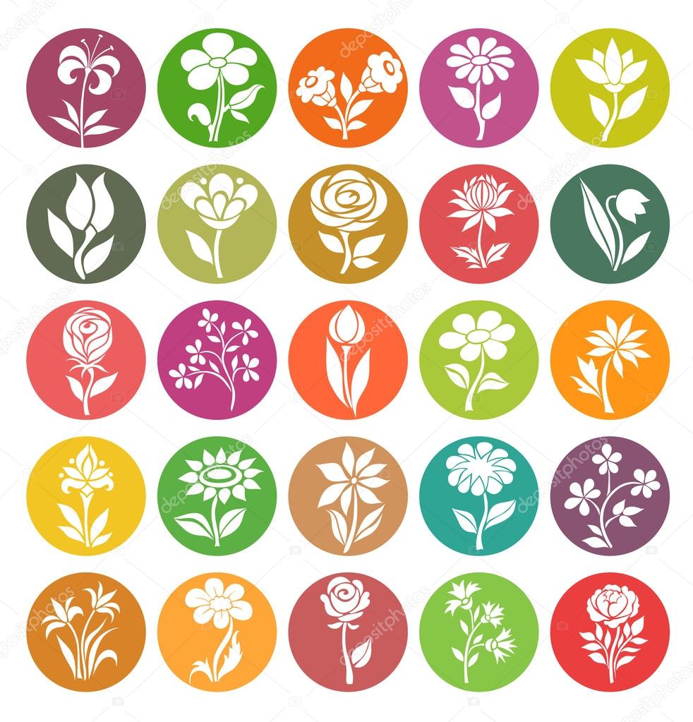 Vector set of flower icons Stock Vector Image by ©Orhideia #65575349