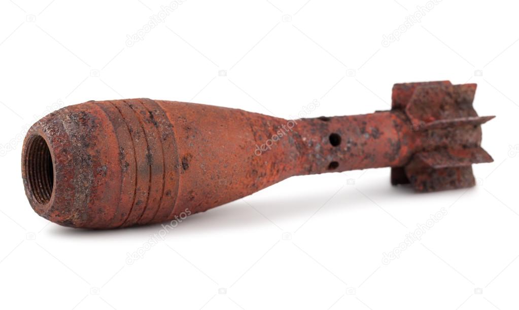 Old rusty mortar bomb without a detonator Stock Photo by ©mbongo 81813016