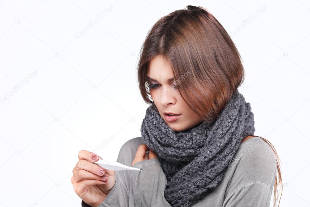 Woman feeling sick and with fever — Stock Photo © pandorabox #98136320