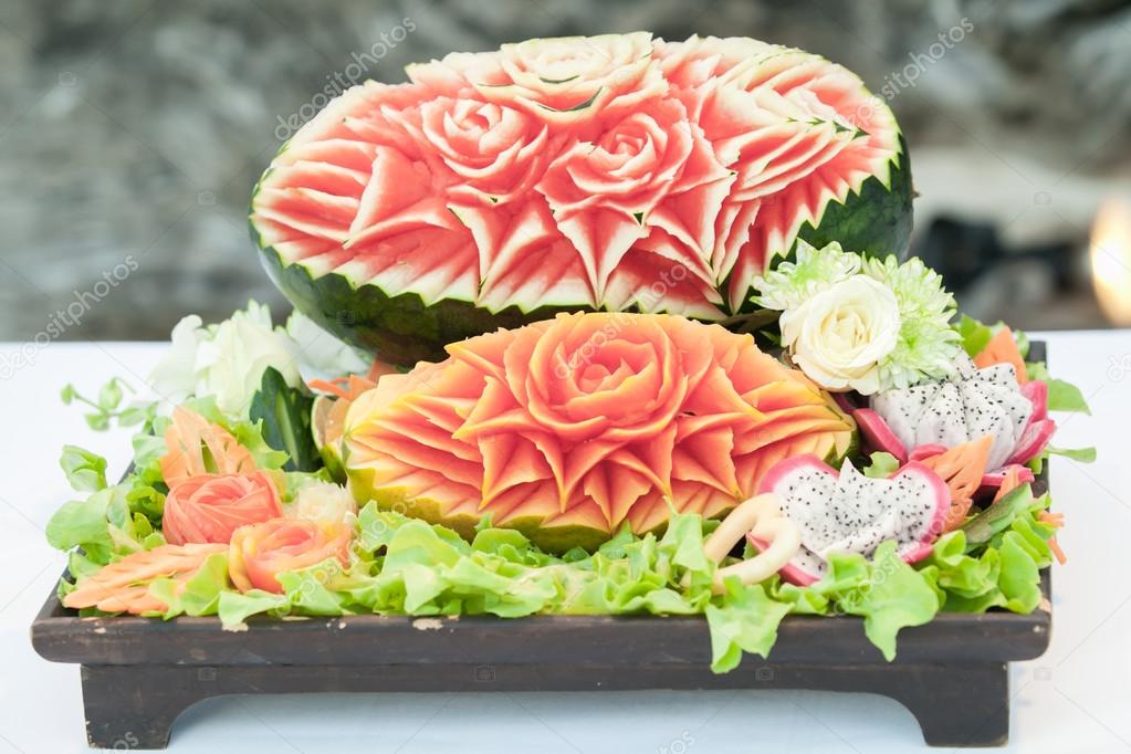 Fruit setup for wedding dinner on beach. Stock Photo by ©wandee007 62324861