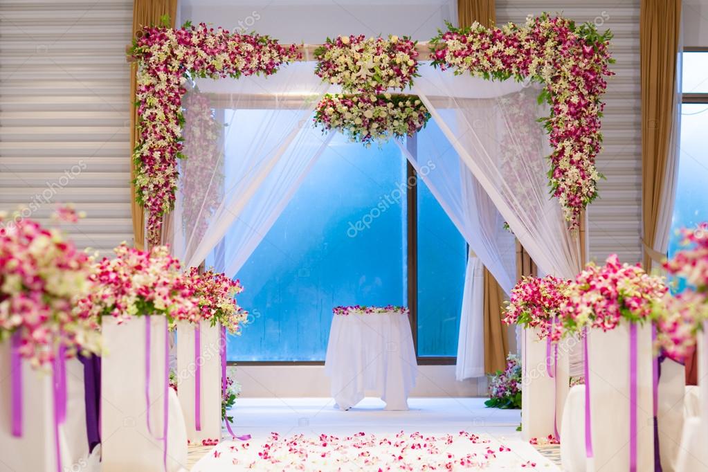 Beautiful wedding ceremony design decoration elements with arch ...