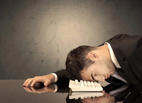 Frustrated businessman's head on keyboard — Stock Photo © ra2studio ...