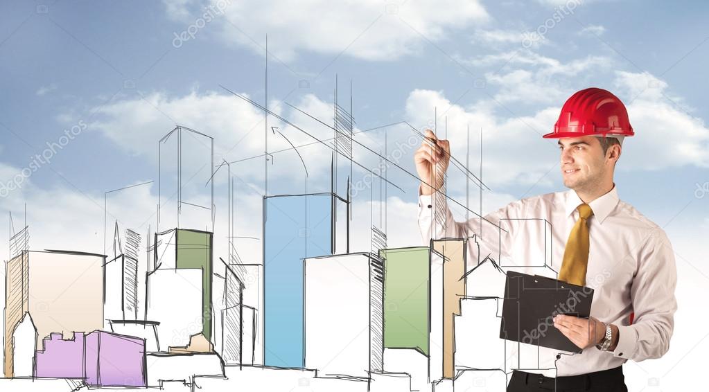 Construction worker planning a city sight Stock Photo by ©ra2studio ...