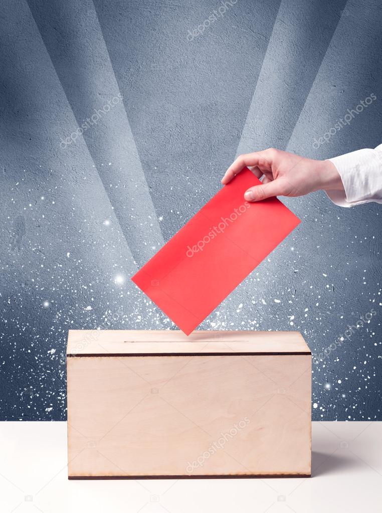Ballot box with person casting vote — Stock Photo © ra2studio #109887602 Ballot box with person casting vote — Stock Photo © ra2studio #109887602