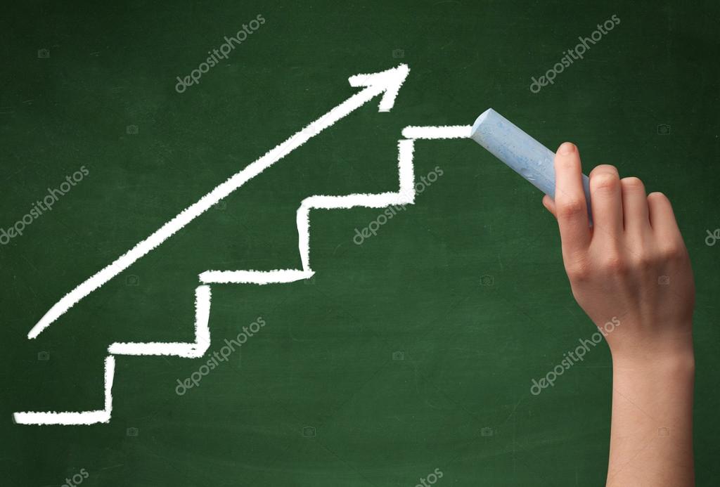 Hand drawing steps on blackboard Stock Photo by ©ra2studio 110939768
