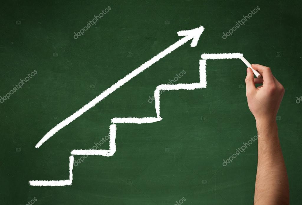 Hand drawing steps on blackboard — Stock Photo © ra2studio #116270780