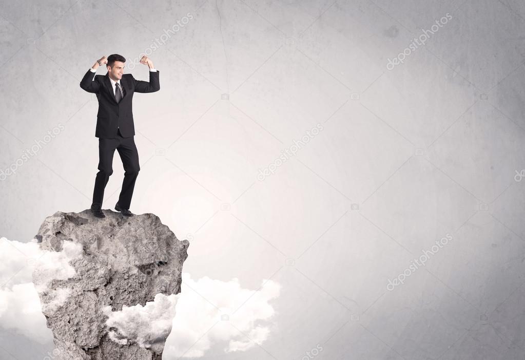 Best salesman on cliff in clear space — Stock Photo © ra2studio #117872368