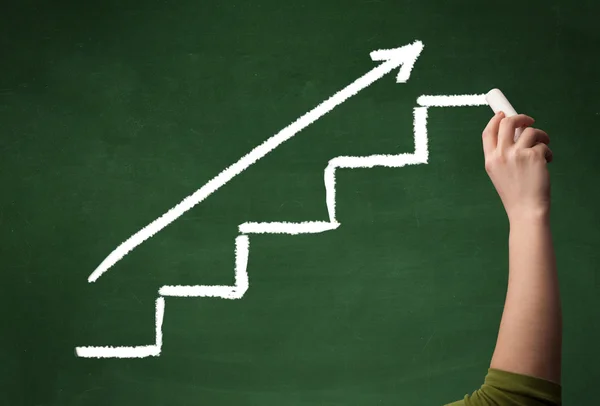 Hand drawing steps on blackboard Stock Photo by ©ra2studio 148611721