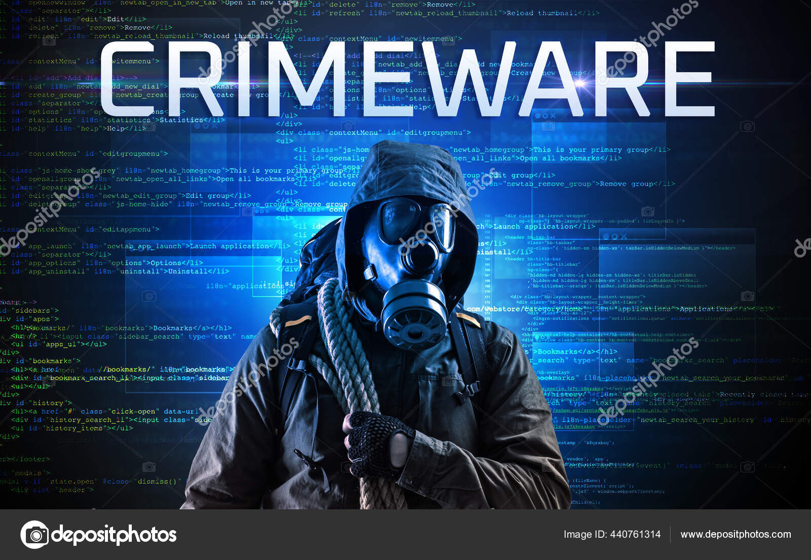 Faceless hacker on code background Stock Photo by ©ra2studio 440761314