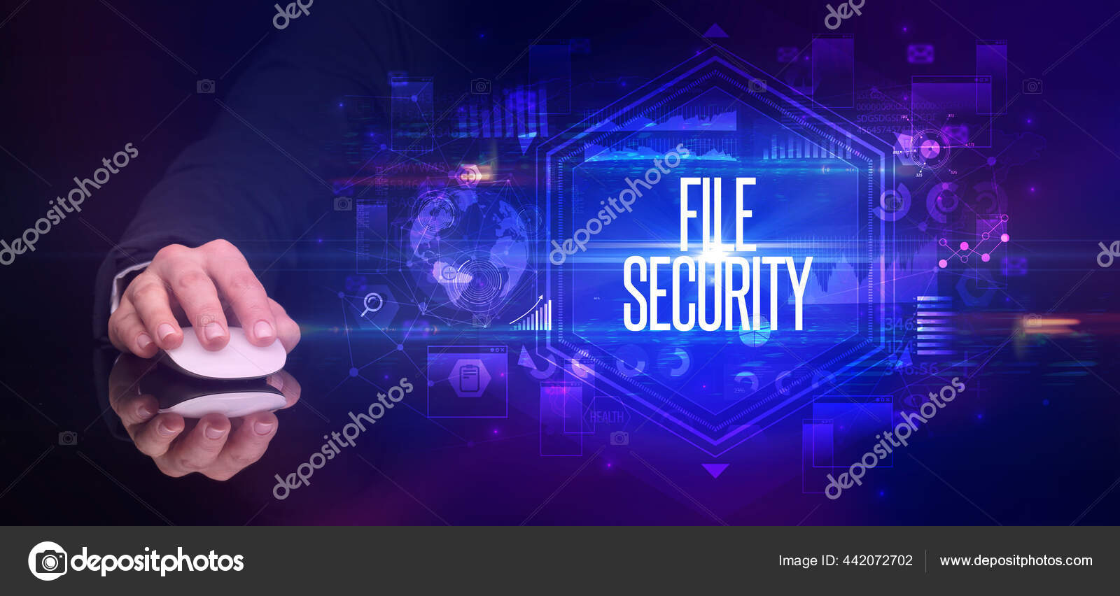 Hand holding wireless peripheral, cyber security concept — Stock Photo ...