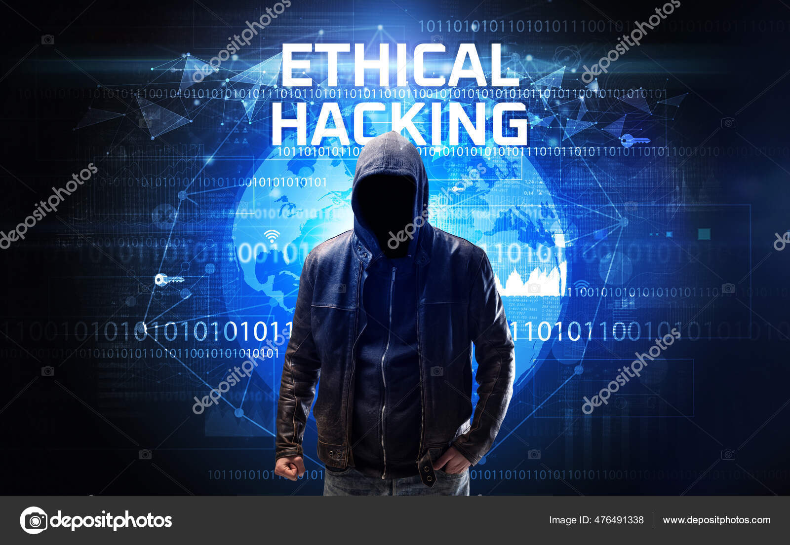 Hacker sin rostro en el trabajo, concepto de seguridad — Foto de stock ...