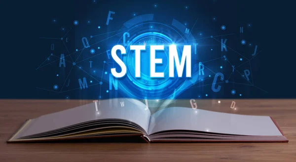 Open Book Stem Abbreviation Modern Technology Concept — Stock Photo ...