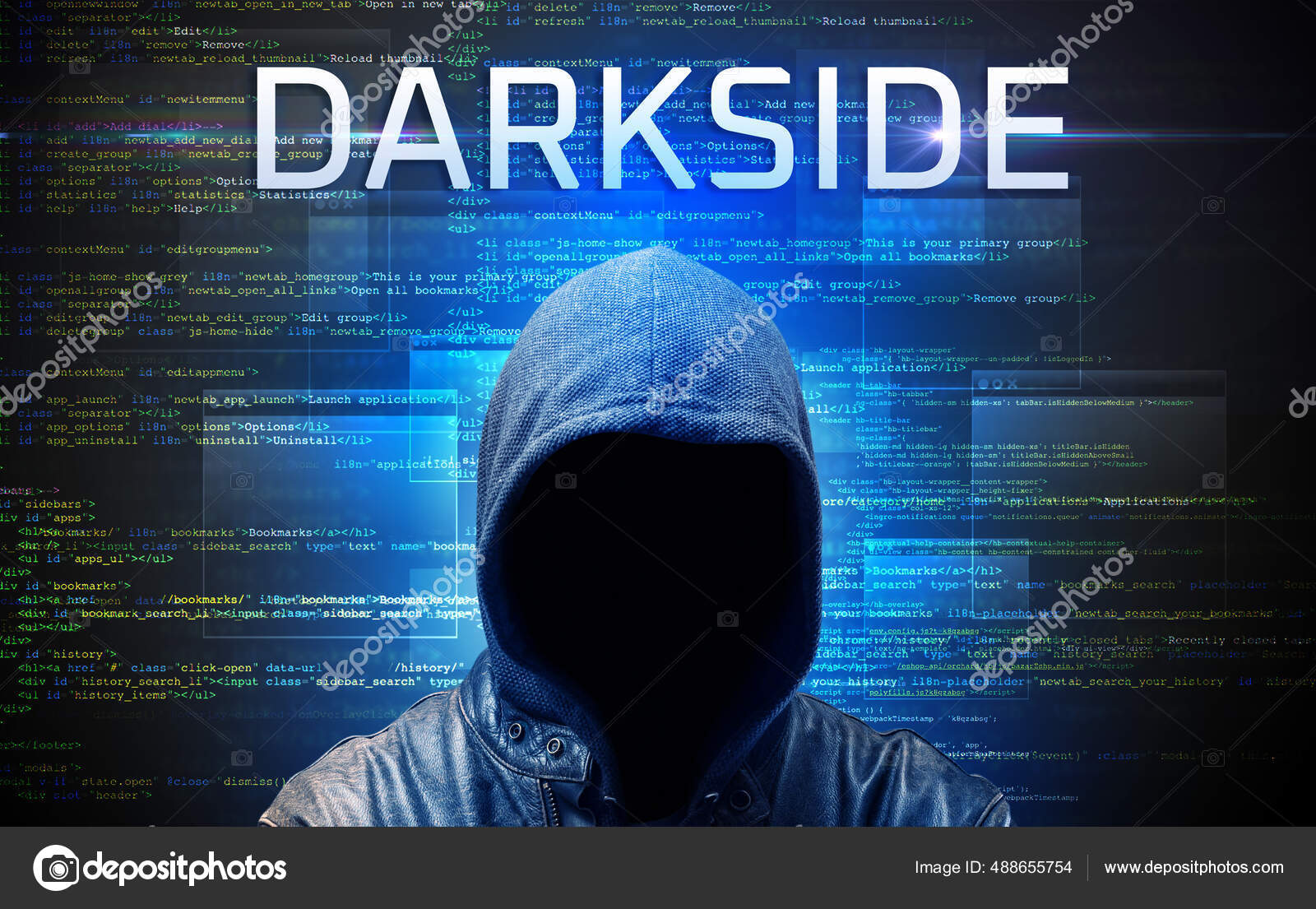 Hacker sin rostro en el fondo del código — Foto de stock #488655754 ...