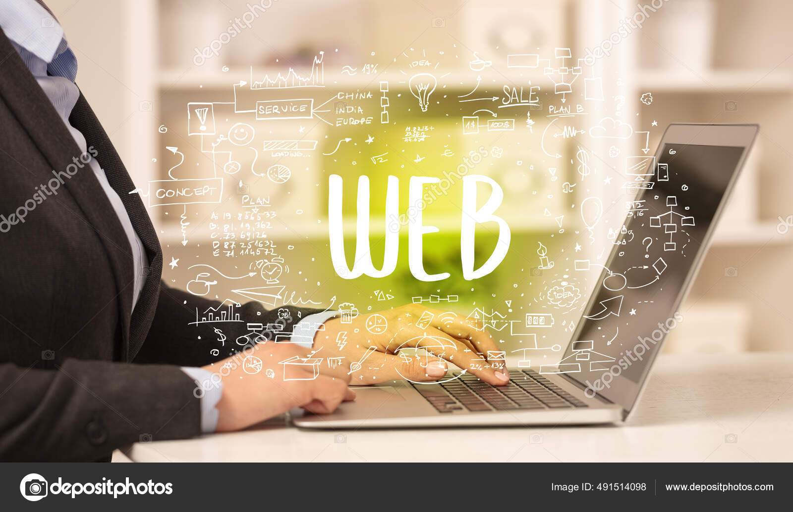 Hand working on new modern computer — Stock Photo © ra2studio #491514098