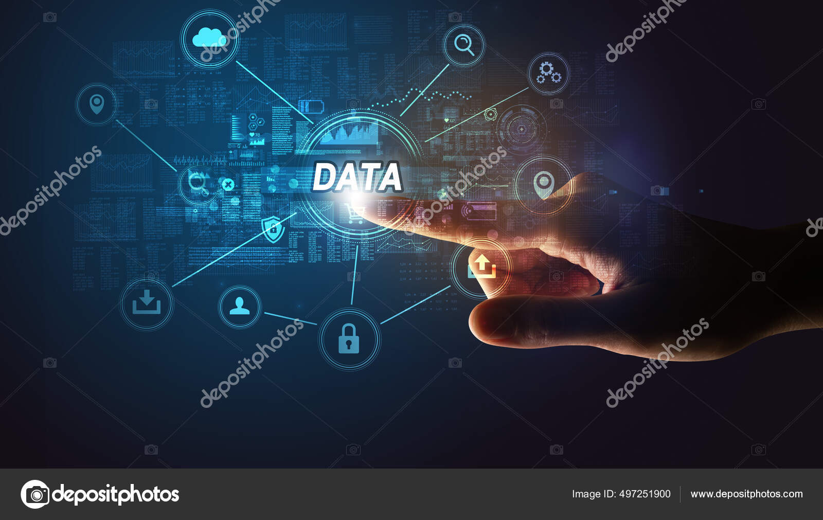 Hand touching cybersecurity button concept — Stock Photo © ra2studio ...