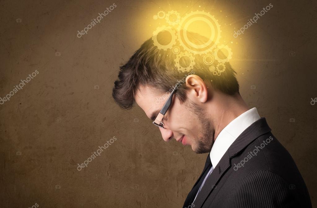 Young person thinking with a machine head illustration — Stock Photo ...