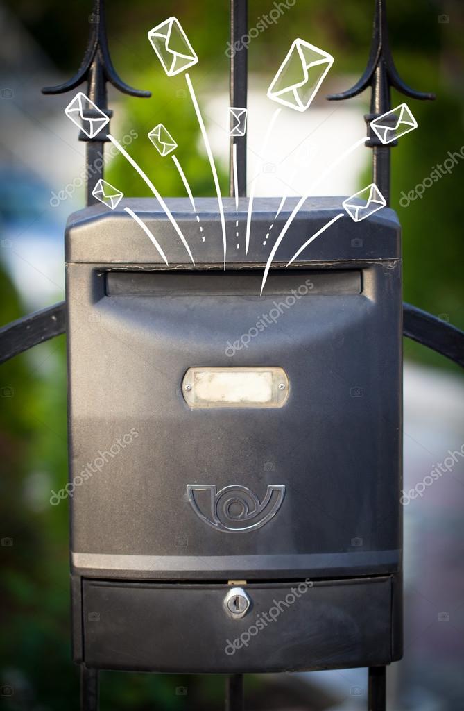 Hand drawn envelopes comming out of a mailbox — Stock Photo © ra2studio ...