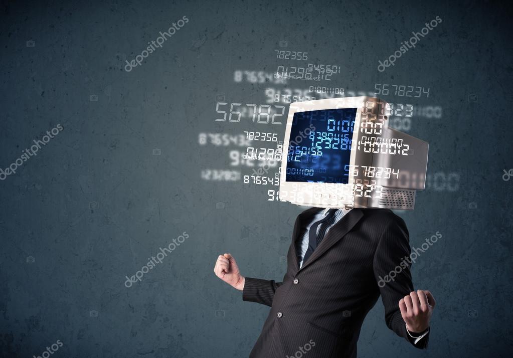 Monitor cibernético humano PC calculando el concepto de datos del ...