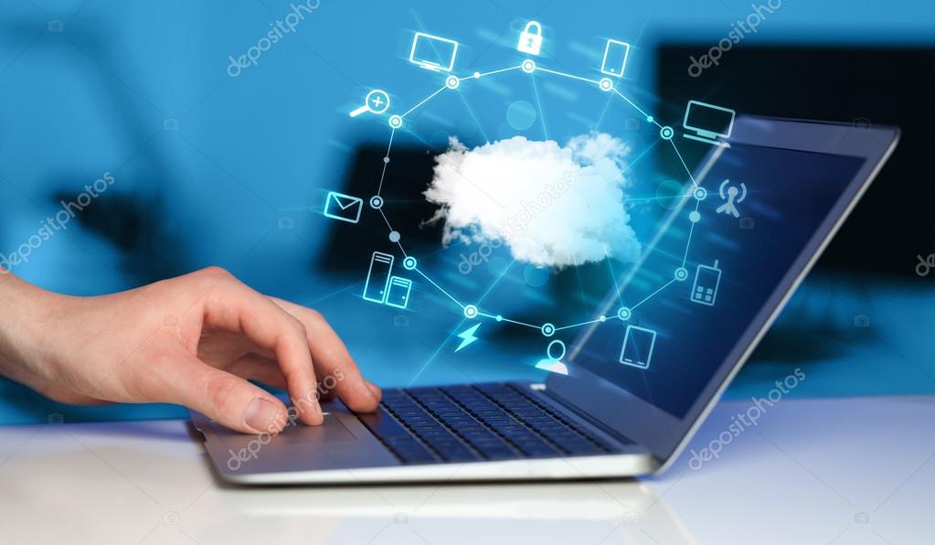 Hand working with a Cloud Computing diagram — Stock Photo © ra2studio ...
