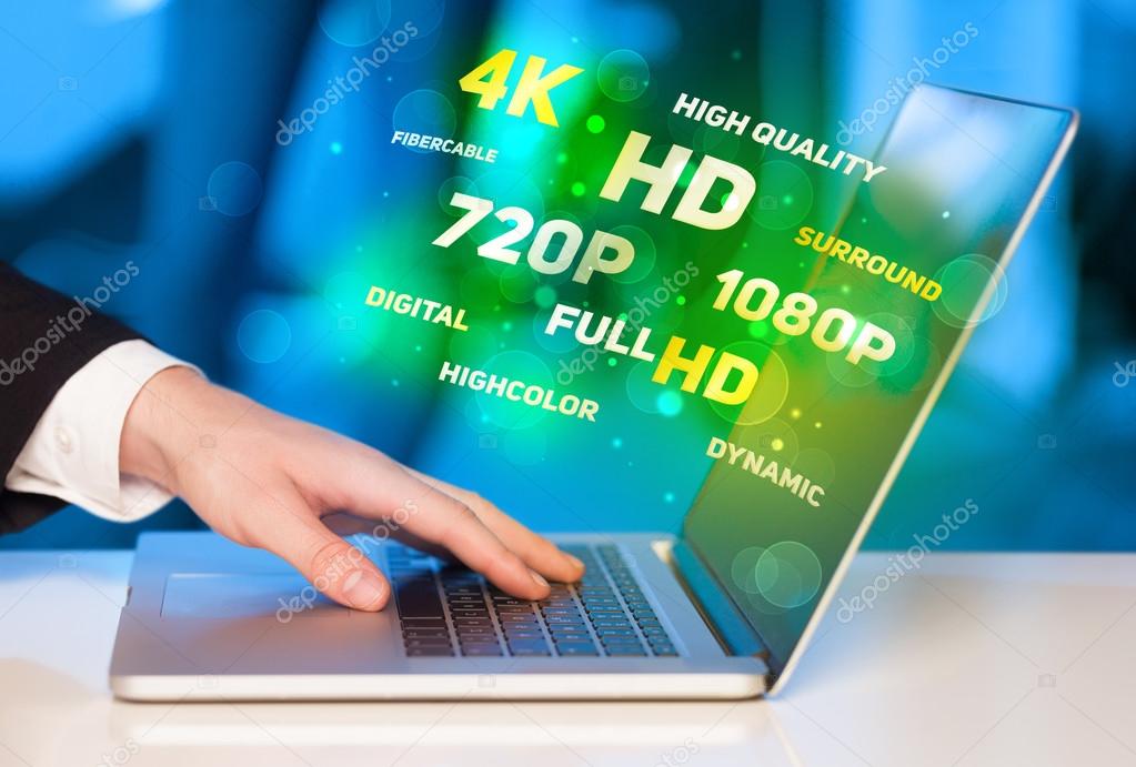 Man choosing display resolution — Stock Photo © ra2studio #70235149