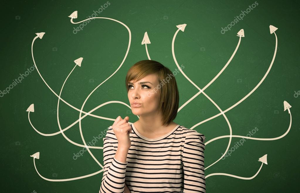 Beautiful girl thinking a solution Stock Photo by ©ra2studio 77400148