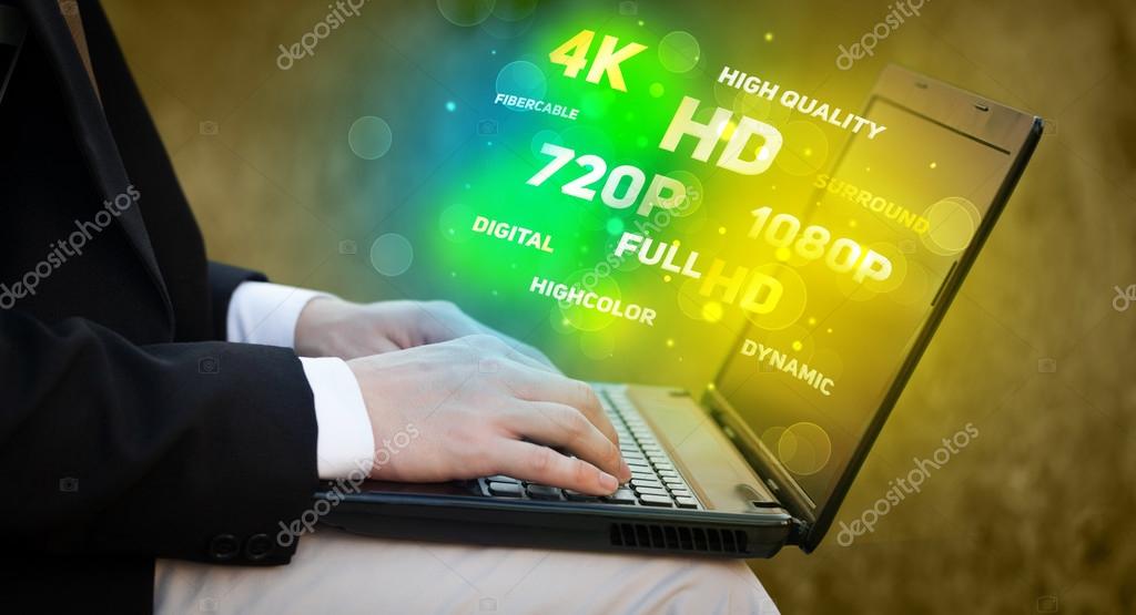 Man choosing display resolution — Stock Photo © ra2studio #77943632
