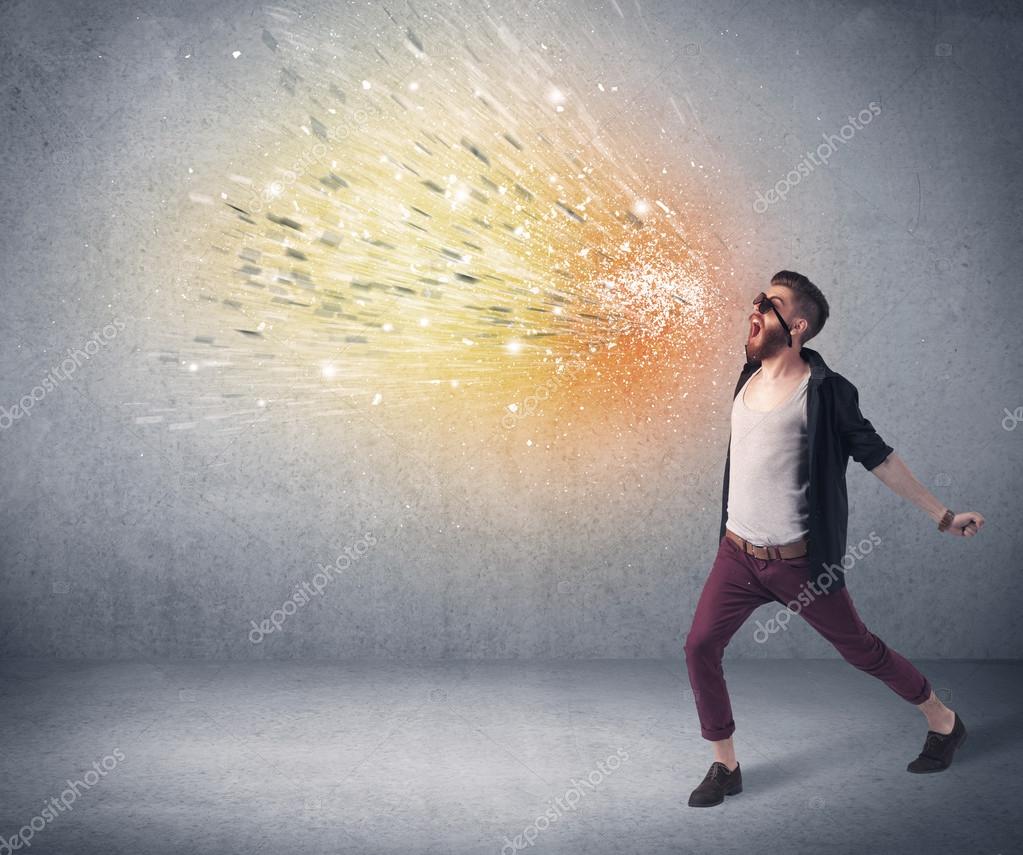 Fashion model shouting colorful splash Stock Photo by ©ra2studio 96547102