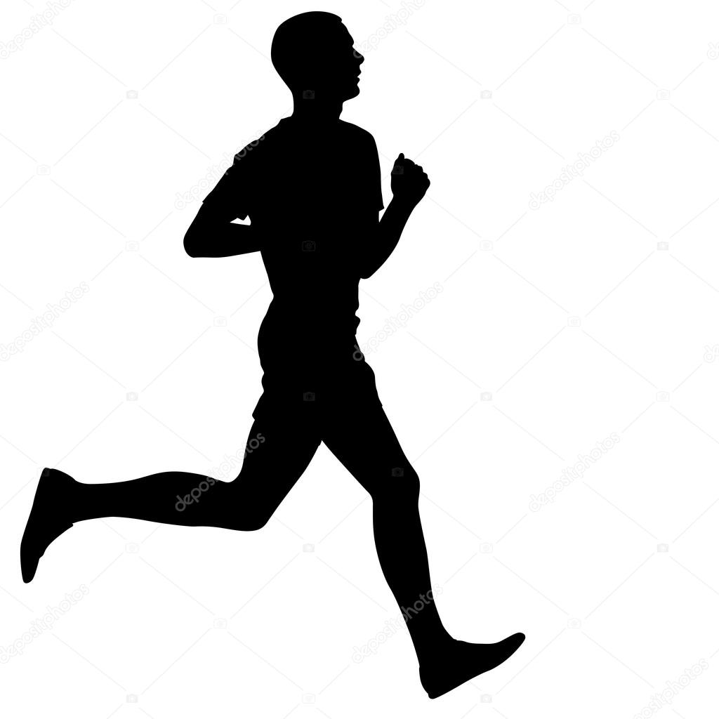 Silhouettes. Runners on sprint, men. vector illustration. Stock Vector ...