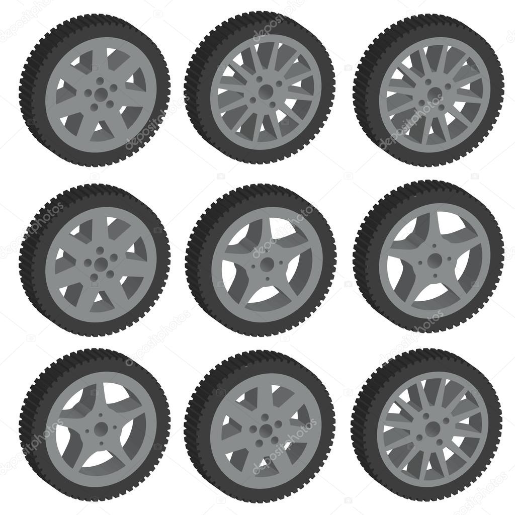 Automotive wheel with alloy wheels. Vector illustration — Stock Vector ...