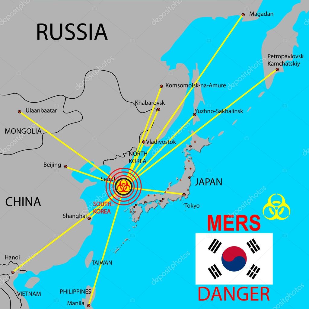Map the spread of Mers Corona Virus. — Stock Vector © aarrows #75311483