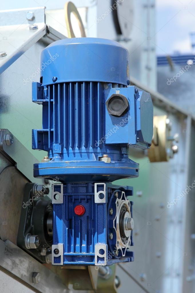 Blue powerful electric motors for modern industrial equipment — Stock ...