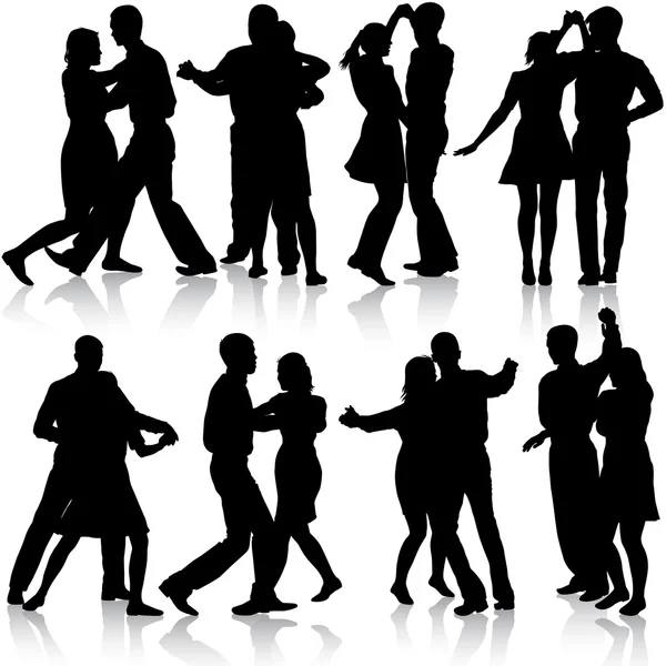 Black silhouettes Dancing on white background. Vector illustrati Stock ...