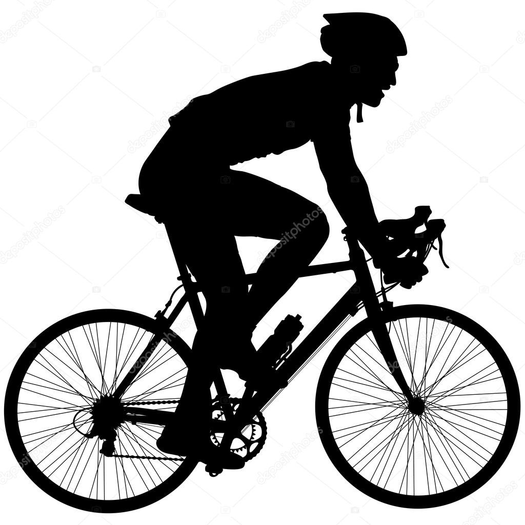 Silhouette of a cyclist male. vector illustration. Stock Vector Image ...