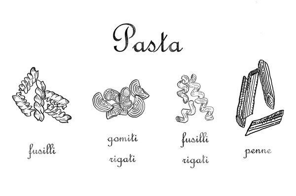 Pasta Vintage drawing with chalk or pencil — Stock Photo © kozak-salo ...