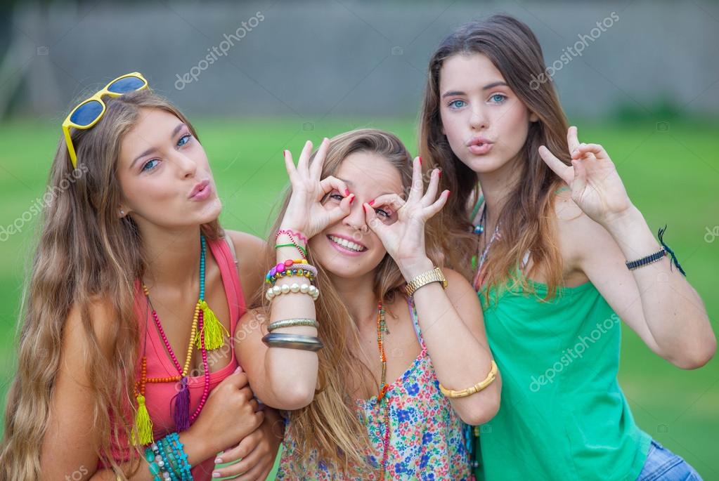 Pretty group of teens girls Stock Photo by ©mandygodbehear 55932589