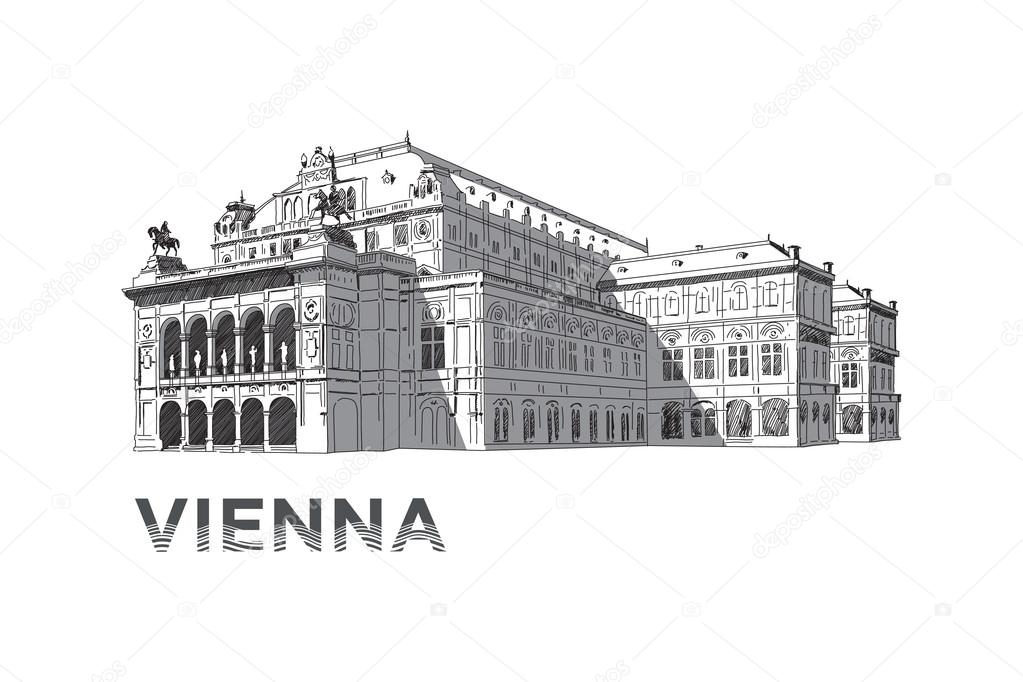 The sketch of State Opera House in Vienna. — Stock Vector © Godami ...