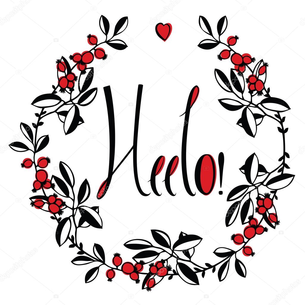Hello card with floral frame Stock Illustration by ©Nenilkime #102571074