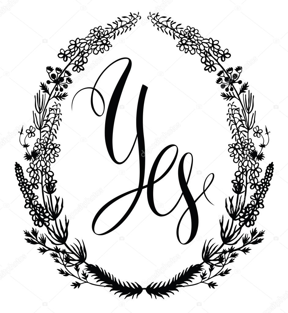 Floral frame with word Yes Stock Vector Image by ©Nenilkime #52708441