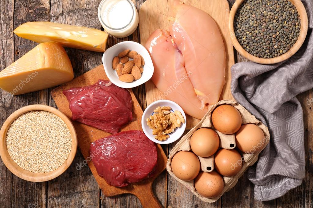 Assorted protein food — Stock Photo © studioM #114406424