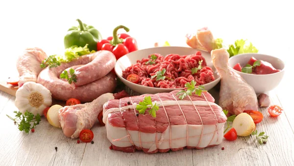Assorted Raw Meats Beef Pork Veal Lamb — Stock Photo © studioM #323217116