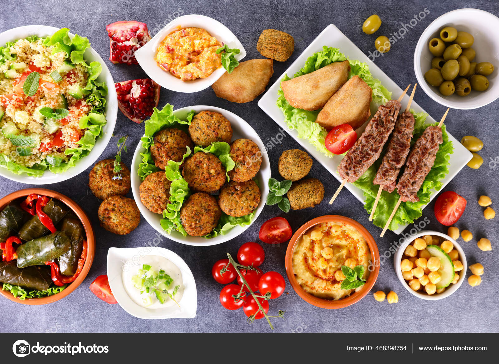Assorted Middle Eastern Arabic Dishes Stock Photo by ©studioM 468398754