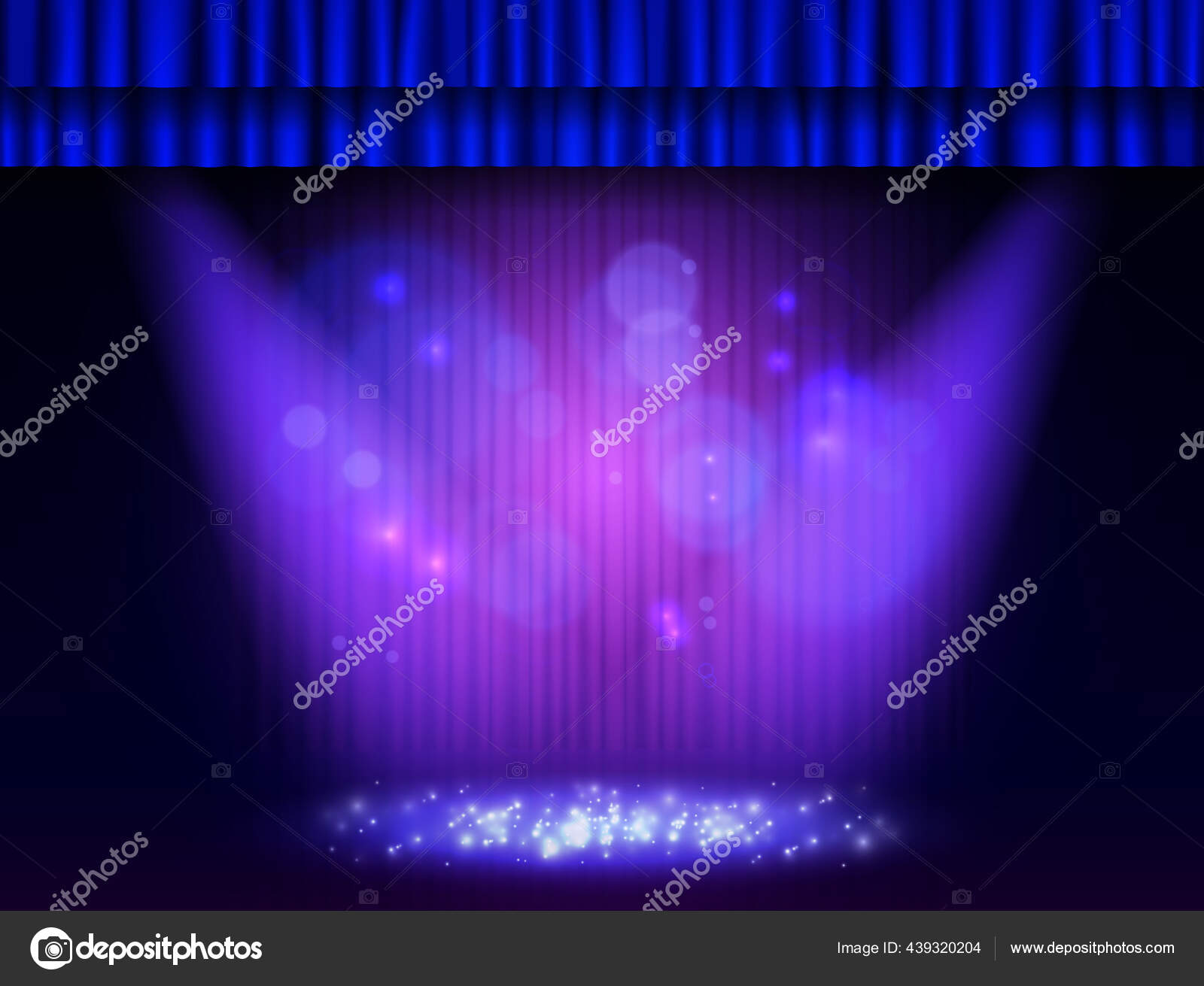 Image vectorielle Fond Avec Rideau Bleu Projecteurs Conception Pour ...