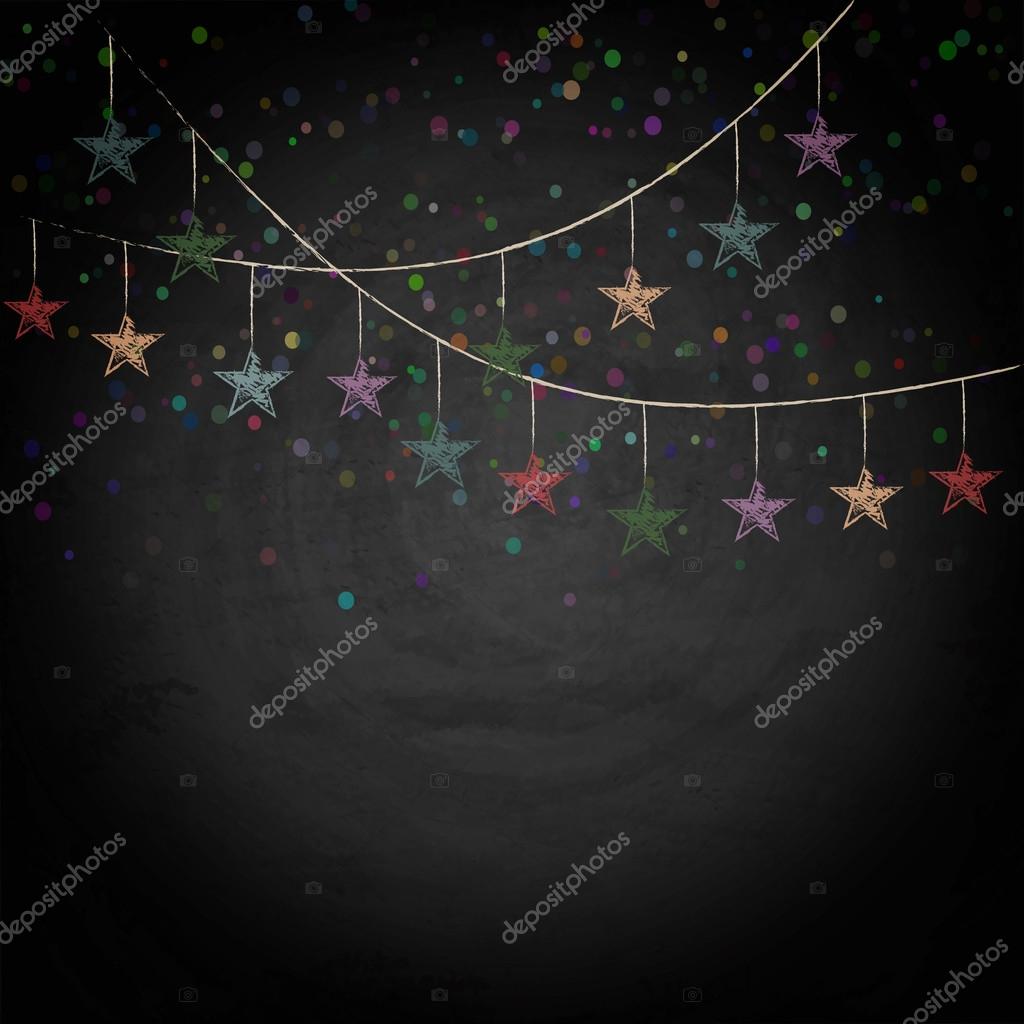Chalkboard background with drawing bunting stars Stock Vector Image by ...