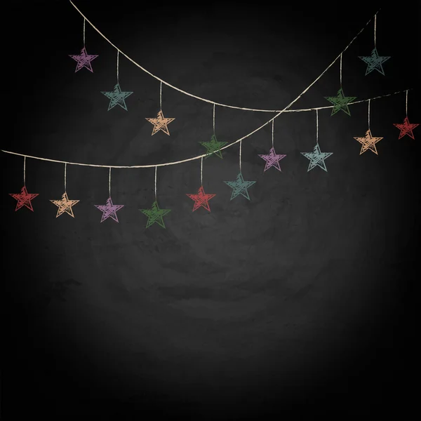 Chalkboard background with drawing bunting stars Stock Vector Image by ...