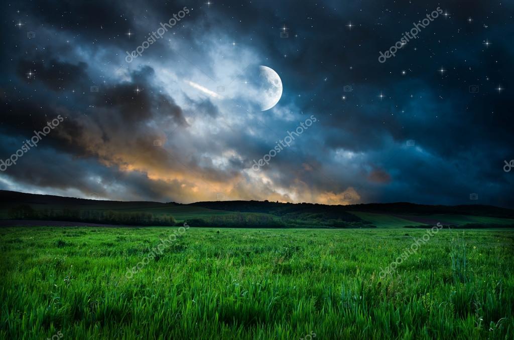 Beautiful night field background Stock Photo by ©klagyivik 61135761