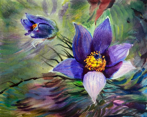 Watercolor painting of the beautiful flowers Stock Photo by ...