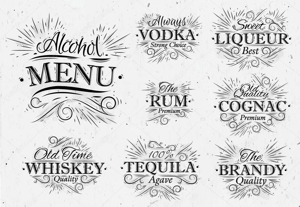 Set alcohol menu vintage — Stock Vector © anna42f #59637077