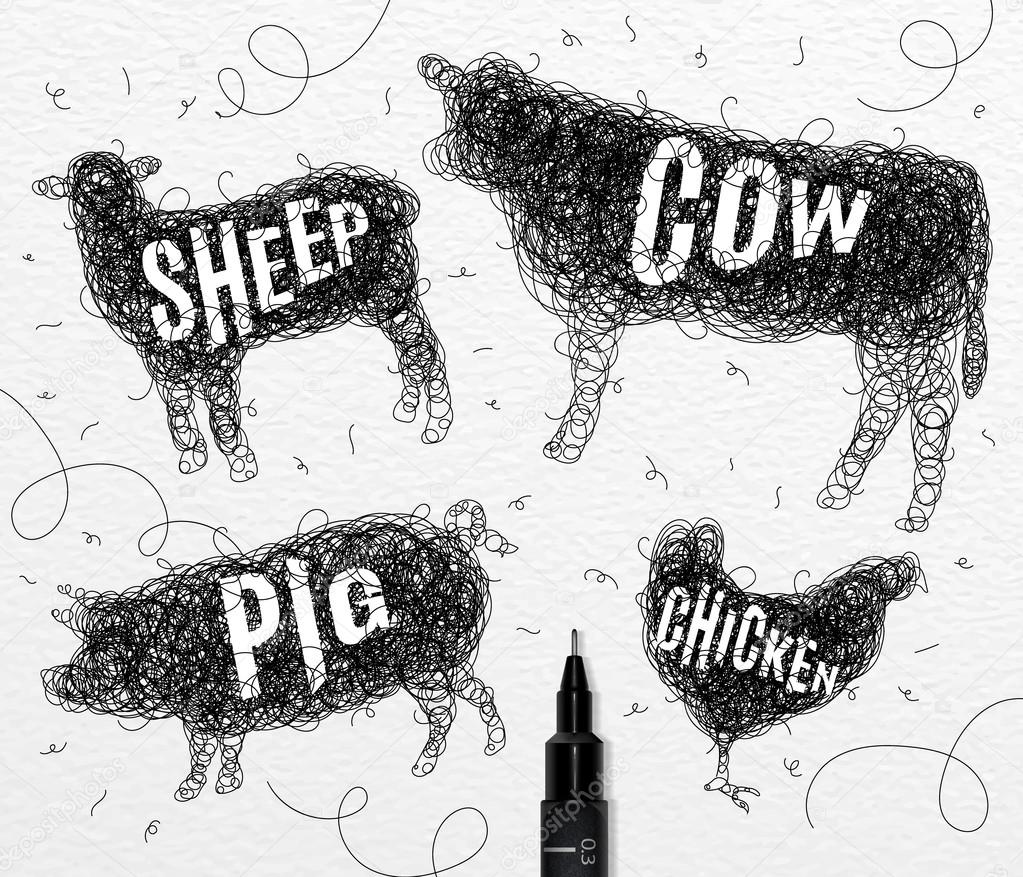 Tangled line chicken black Stock Vector Image by ©anna42f #93605774