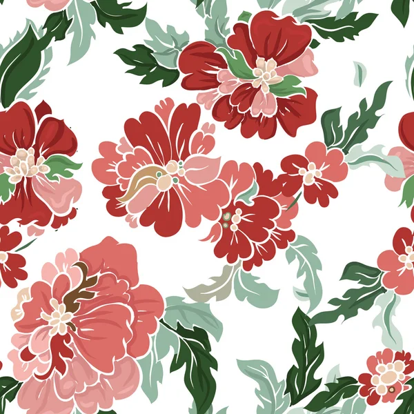 Beautiful Seamless Floral Pattern Outline Flowers Buds Leaves White ...